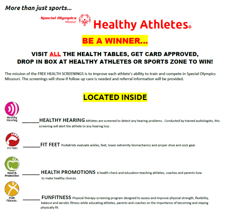 2021 Summer Games Healthy Athletes checklist | Special Olympics Missouri